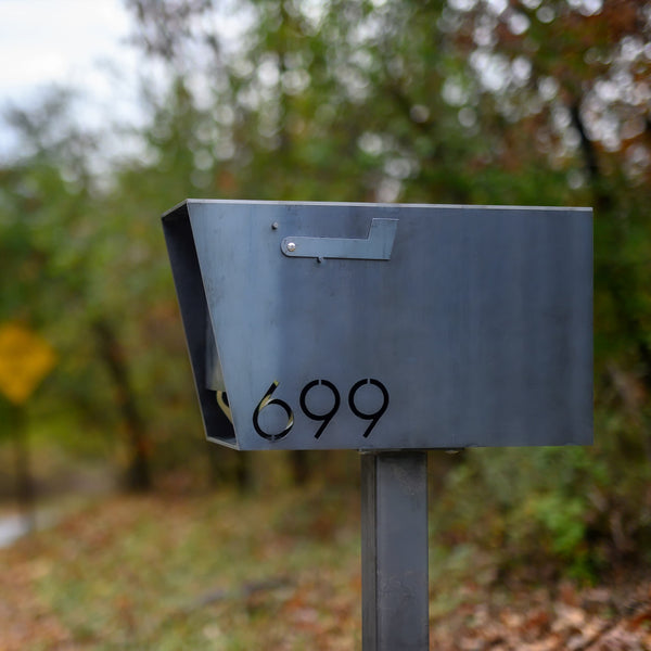 Dexter Raw Steel Curbside Mailbox w/Post, Flag & Locking Options - Bold ...