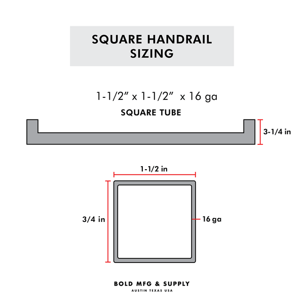 Square Profile Handrail Kit | Easy to Install | Custom Length Option ...