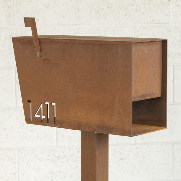 Dexter Raw Steel Curbside Mailbox w/Post, Flag & Locking Options - Bold ...